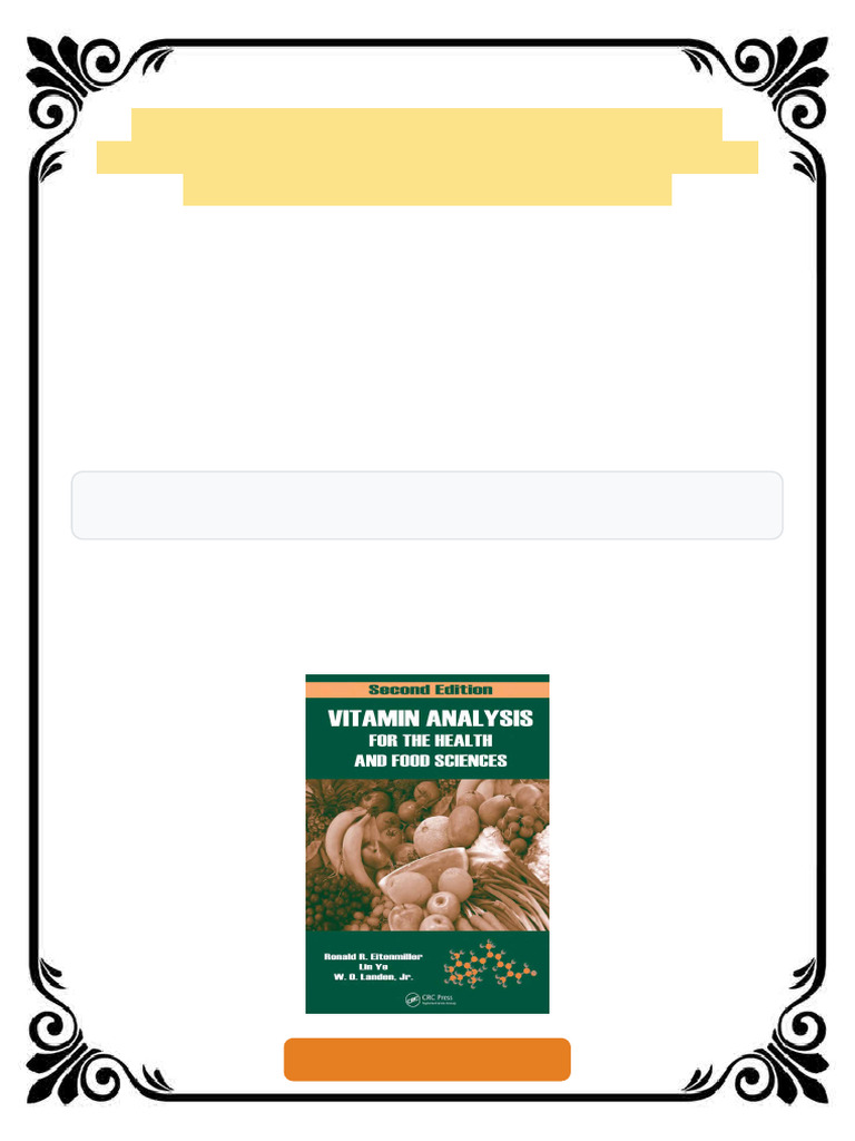 Vitamin Analysis for the Health and Food Sciences Second Edition Ronald ...