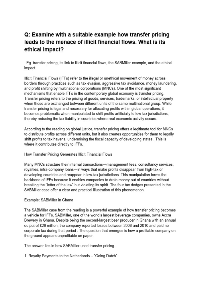 Unit 7 Illicit Financial Flows Global Justice | PDF | Taxes | Tax Avoidance