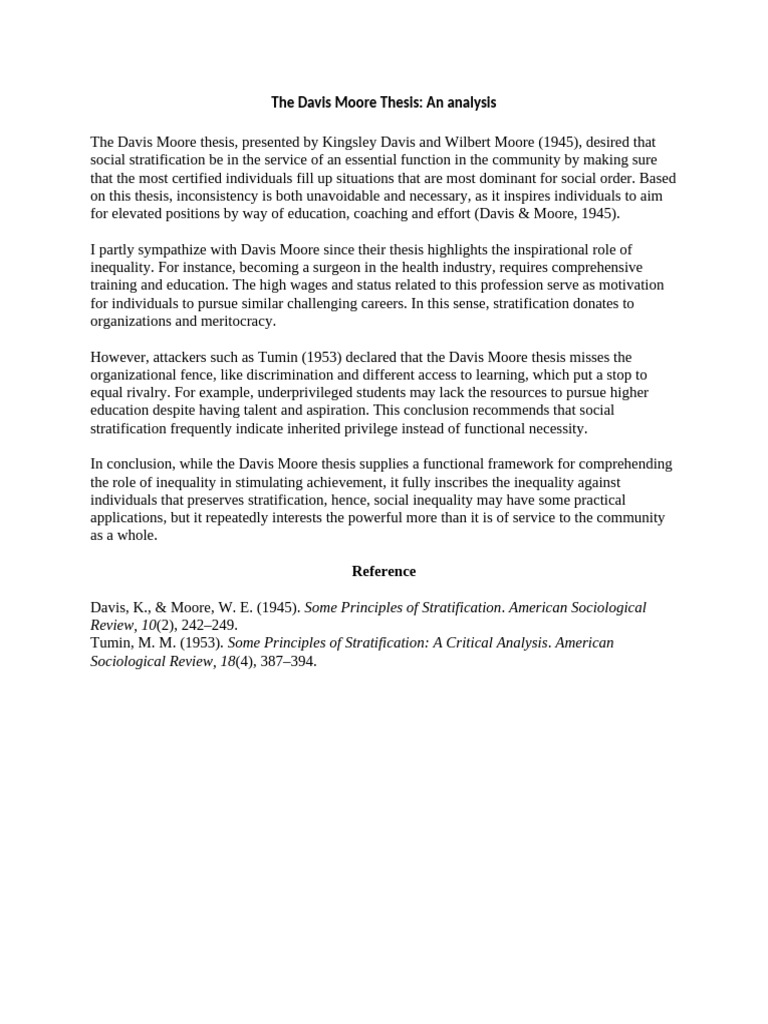 The Davis Moore Thesis | PDF
