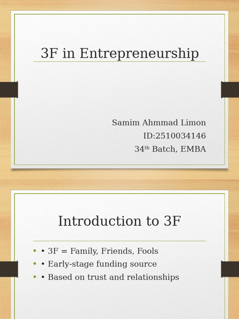 3F Entrepreneurship Presentation | PDF