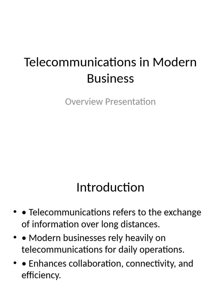Telecommunications in Modern Business | PDF