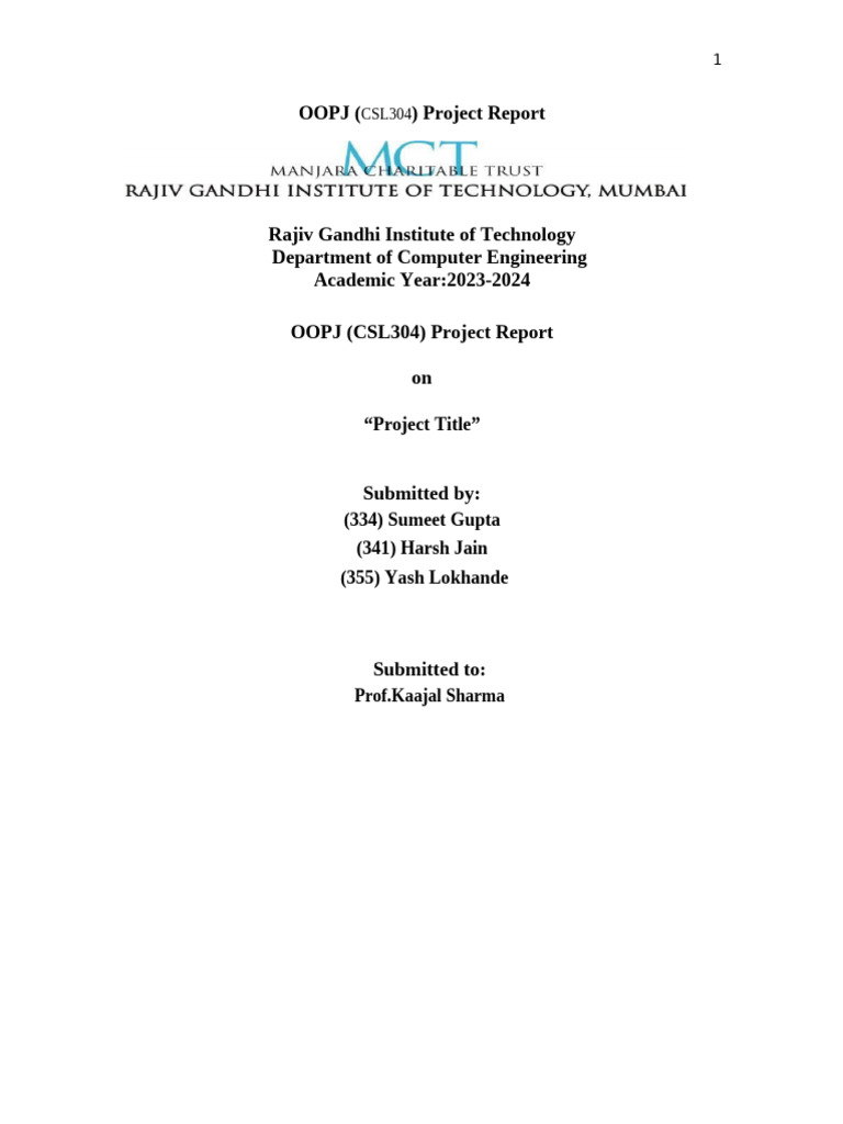 Oopj Report Format Pdf