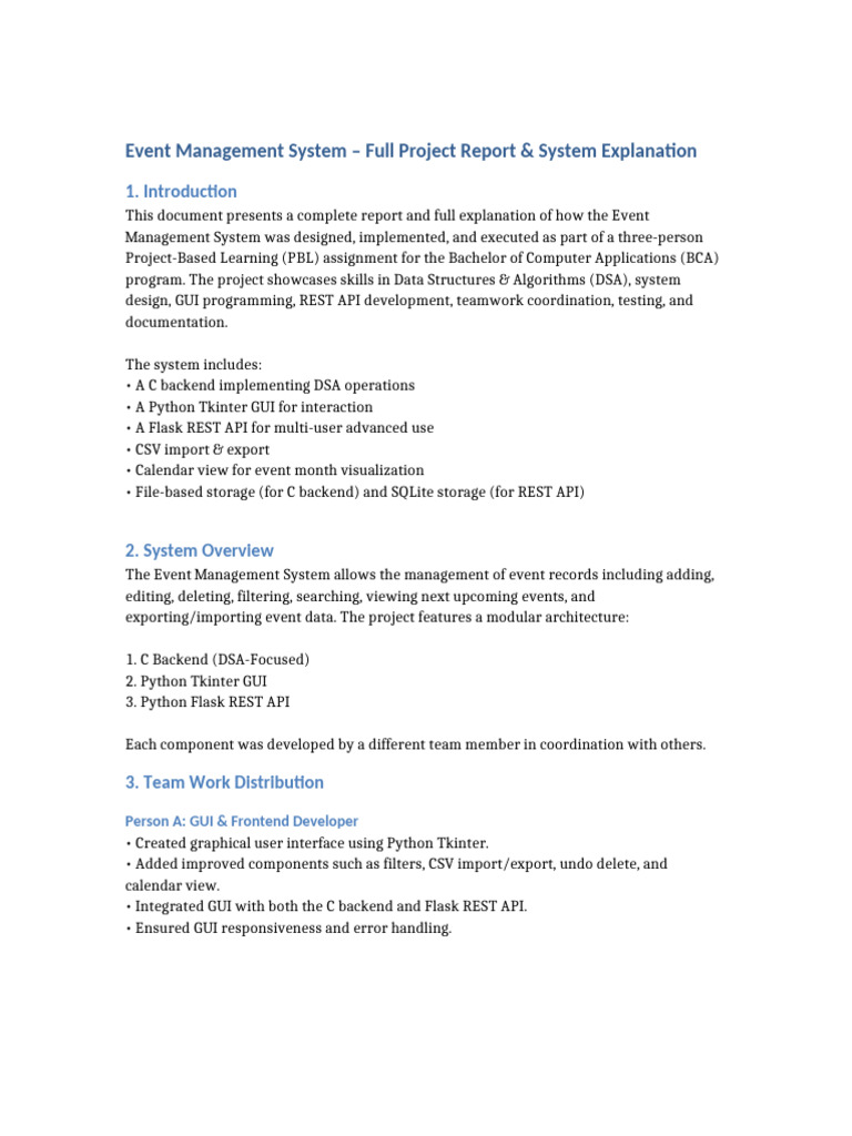Event Management Full Report and Explanation | PDF | Python ...