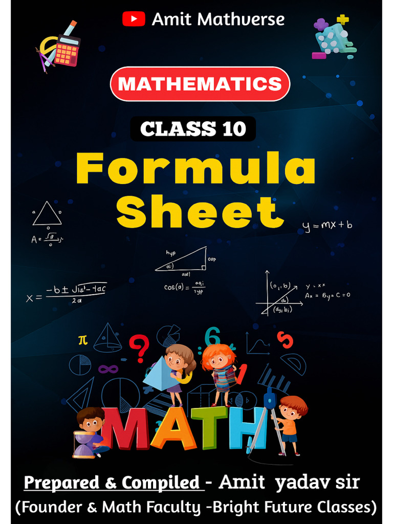 Math Formula Sheet Class 10th Prepared by Amit Sir | PDF