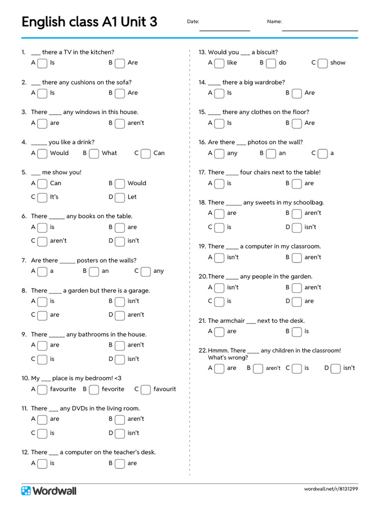 English Class a1 Unit 3 Quiz | PDF | Chess | Chess Theory
