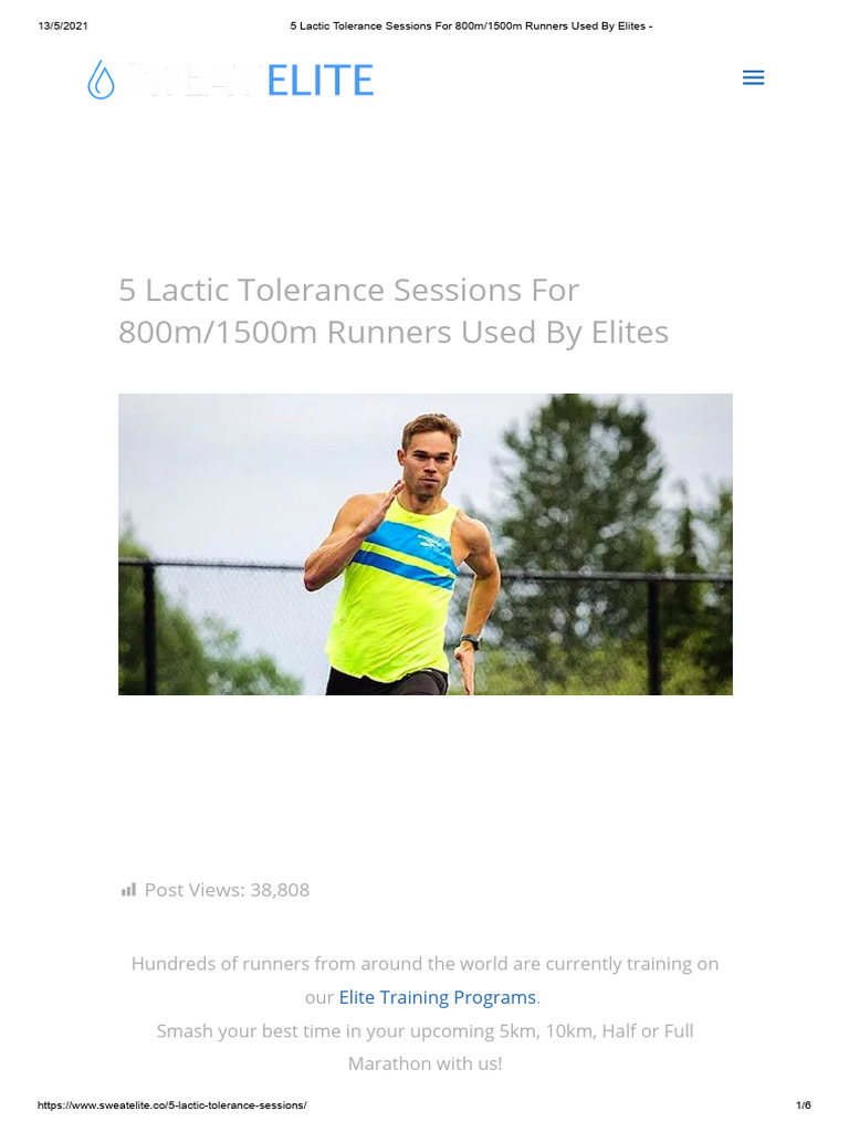 Elite Lactic Tolerance Workouts for Runners | PDF | Running | Lactic Acid