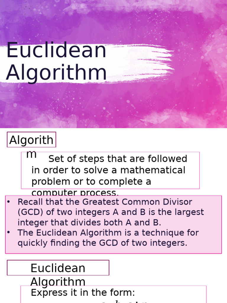 Euclidean Algorithm and Extended Euclidean Algorithm | PDF ...
