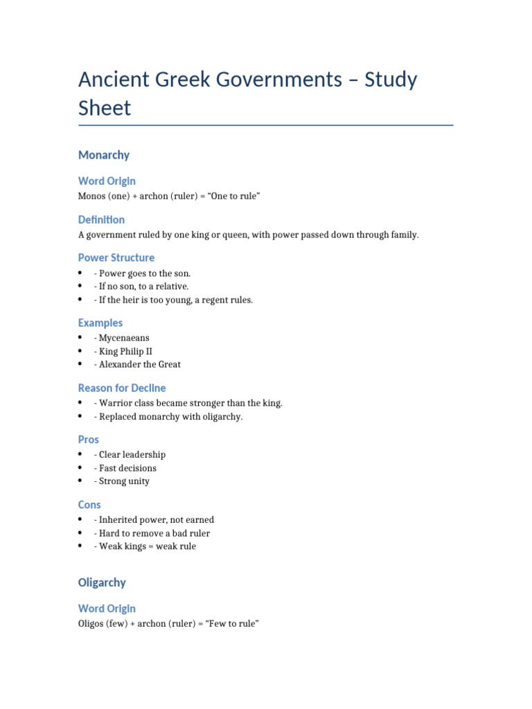 Ancient Greek Governments Overview | PDF | Greco Persian Wars ...