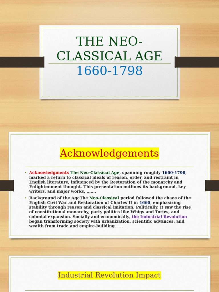 The Neo-Classical Age | PDF | Satire | John Dryden