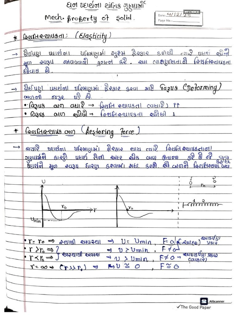 Physics Class 11 Mech. Property of Solid | PDF