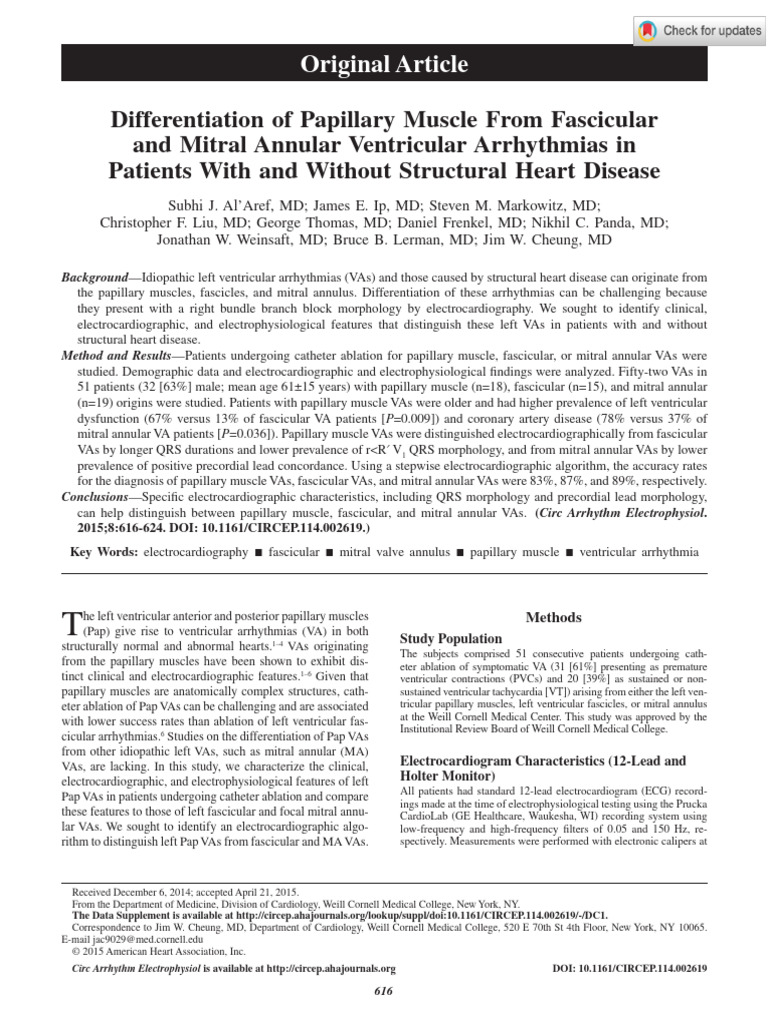 Distinguishing Papillary Muscle VAs | PDF | Electrocardiography ...