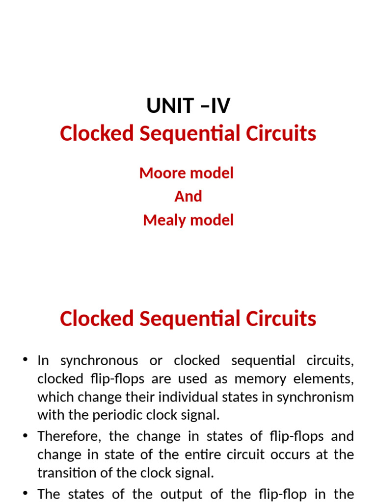Clocked Sequential Circuits: Moore vs Mealy | PDF | Theoretical ...