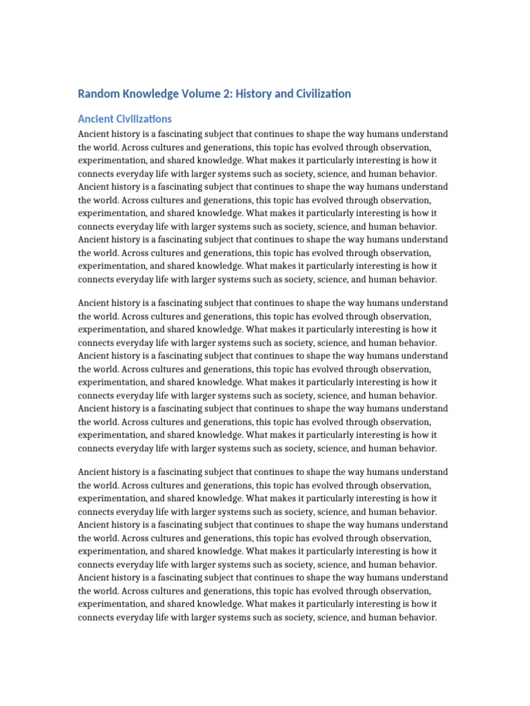 Random Knowledge Volume 2 History and Civilization | PDF | Science ...