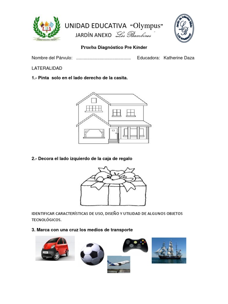Prueba Diagnóstica para Pre Kínder | PDF