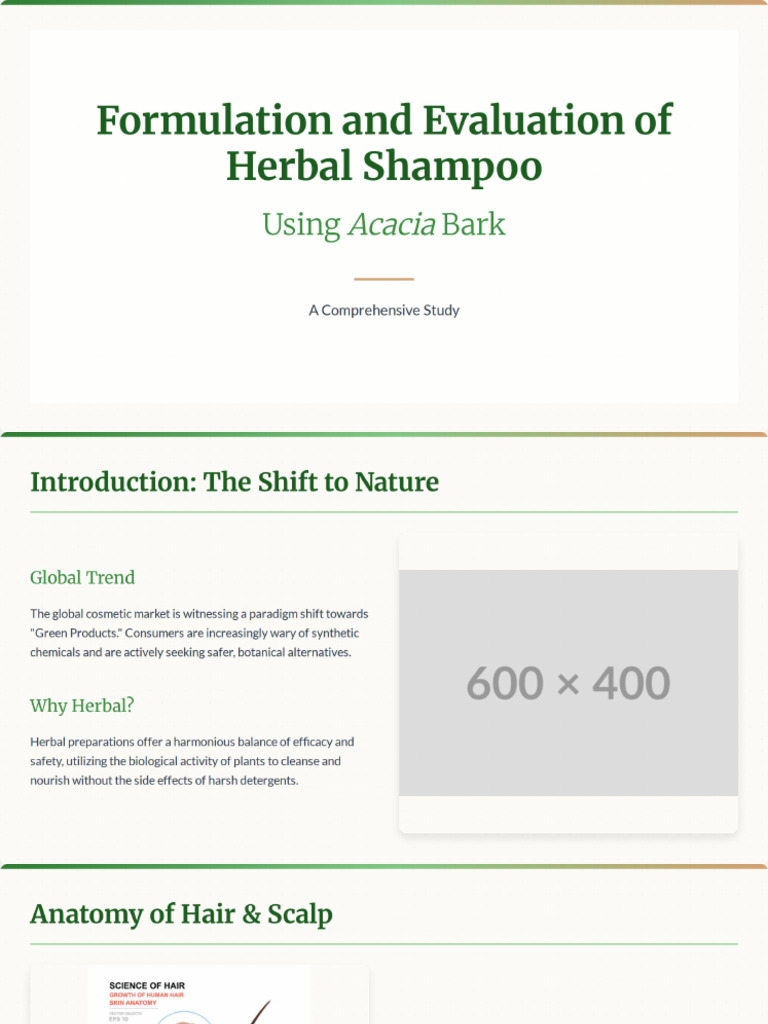 Formulation and Evaluation of Herbal Shampoo Using Acacia Bark | PDF