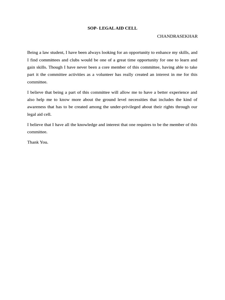 Legal Aid Cell Volunteer Experience | PDF