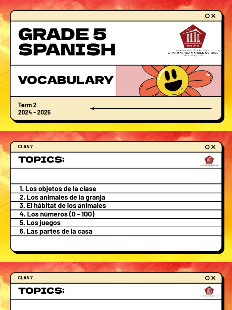 Vocabulario en Español para Quinto Grado | PDF | Ganado | Animales ...