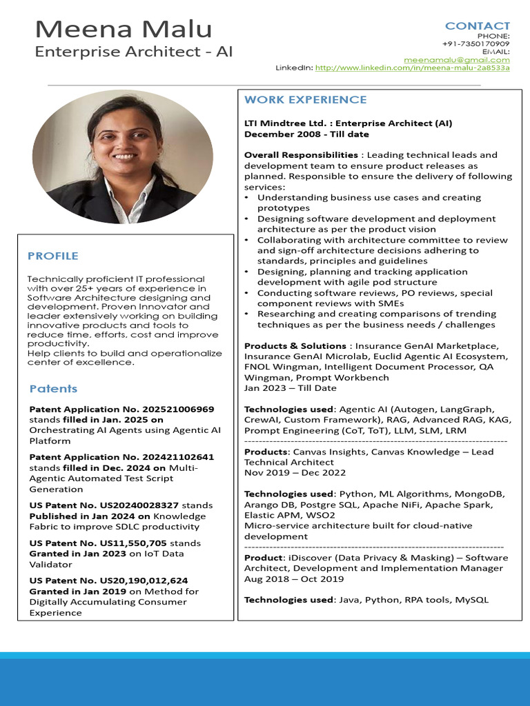 Meena Malu: AI Enterprise Architect Profile | PDF | Computing ...