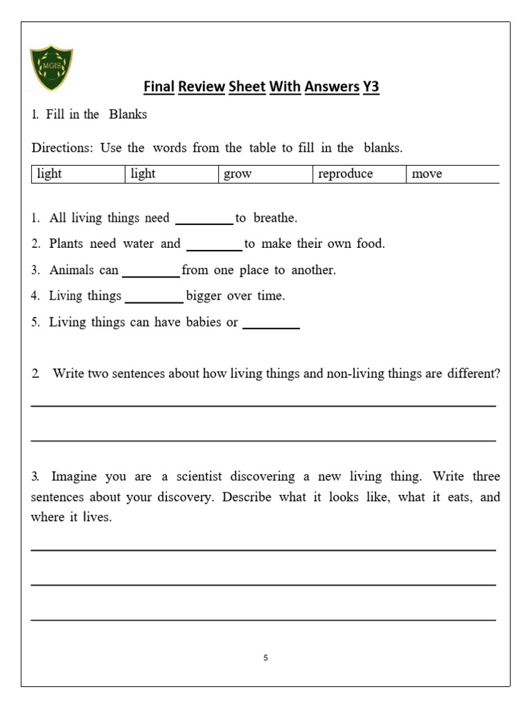 Final Review Science Sheet Y3T1 | PDF | Solubility | Plants