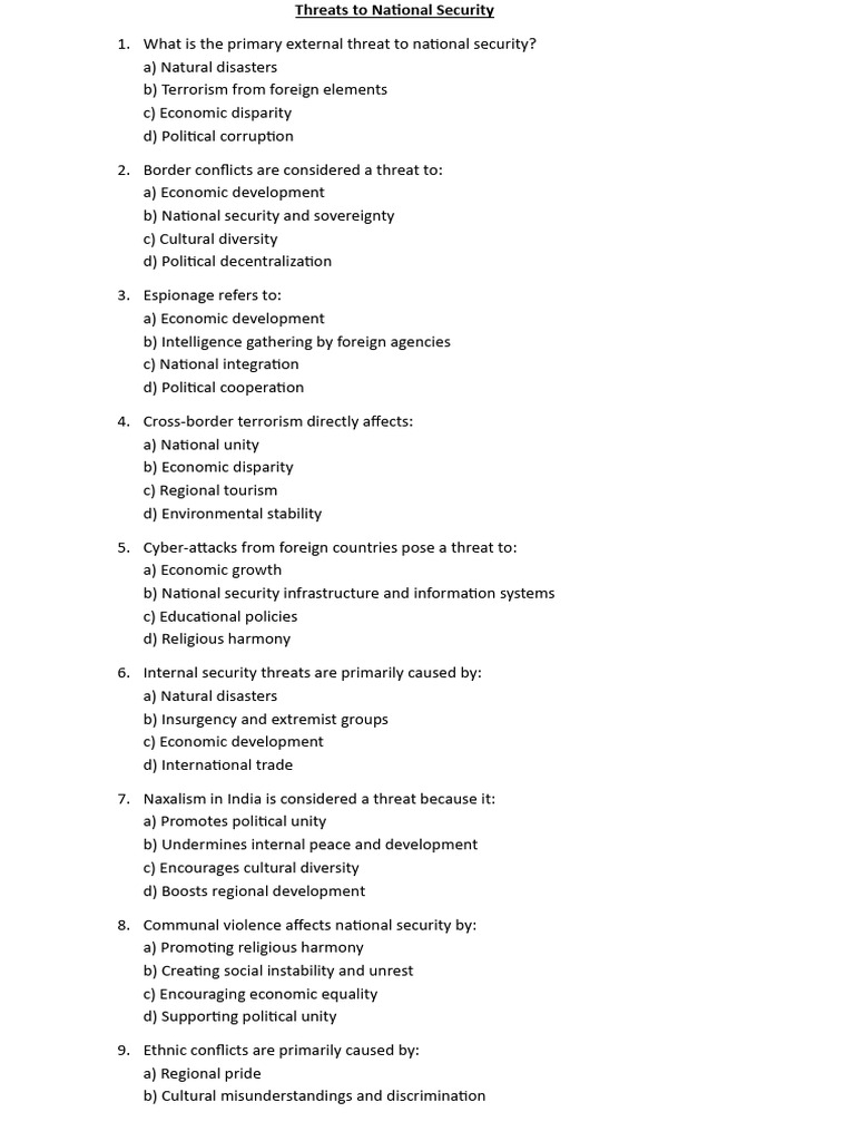 Threats To National Security | PDF | Computer Security | Security