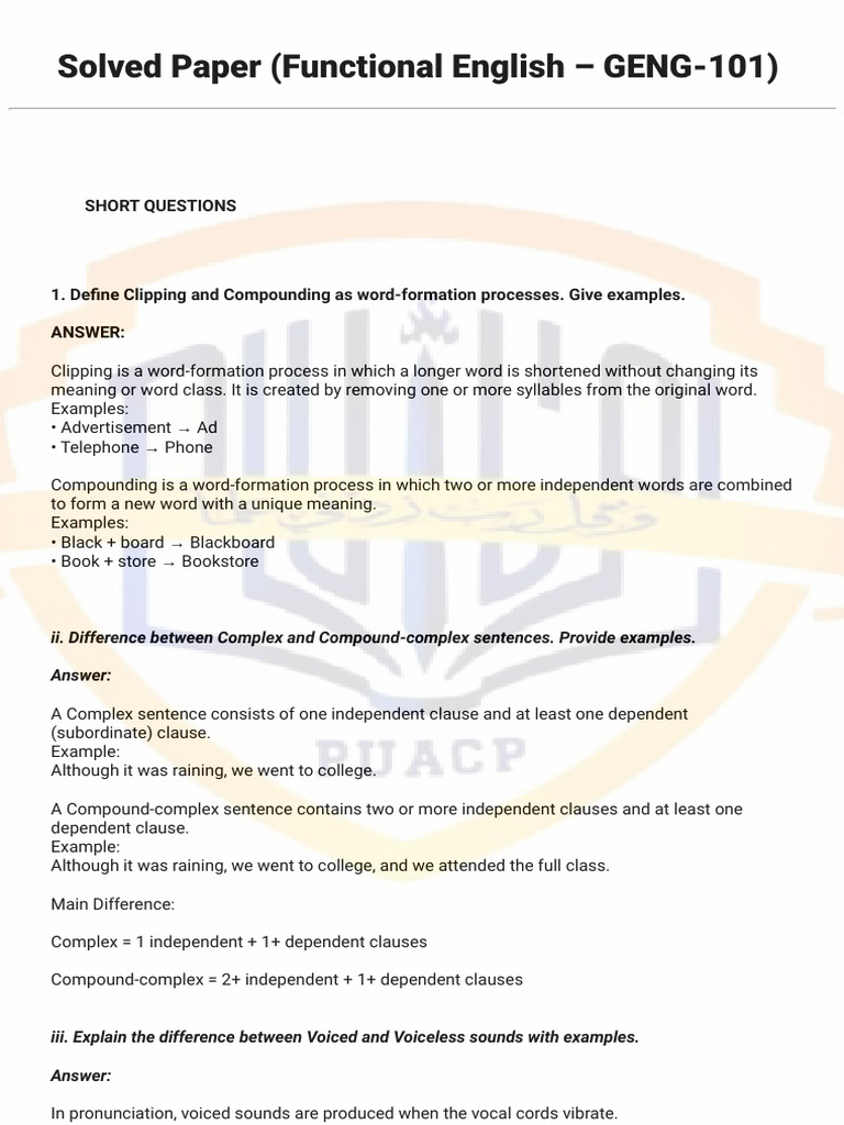 Functional English Exam Guide: Key Concepts | PDF | Word | Communication