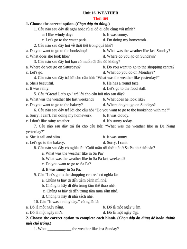 Weather Vocabulary and Questions Guide | PDF