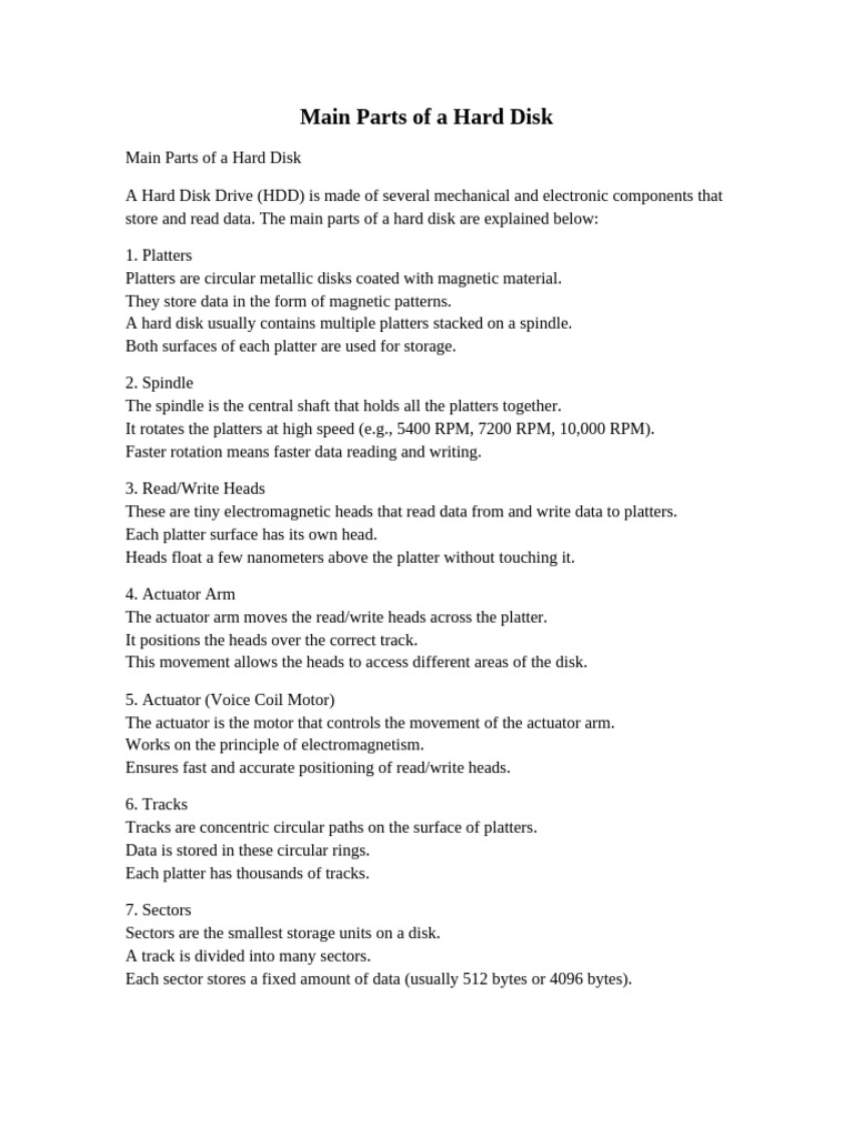 Key Components of a Hard Disk Drive | PDF