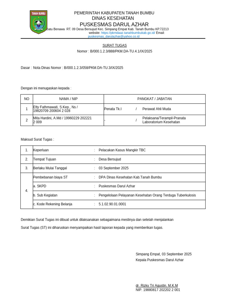 ST dan SPD (BOK) September 2025 dst | PDF