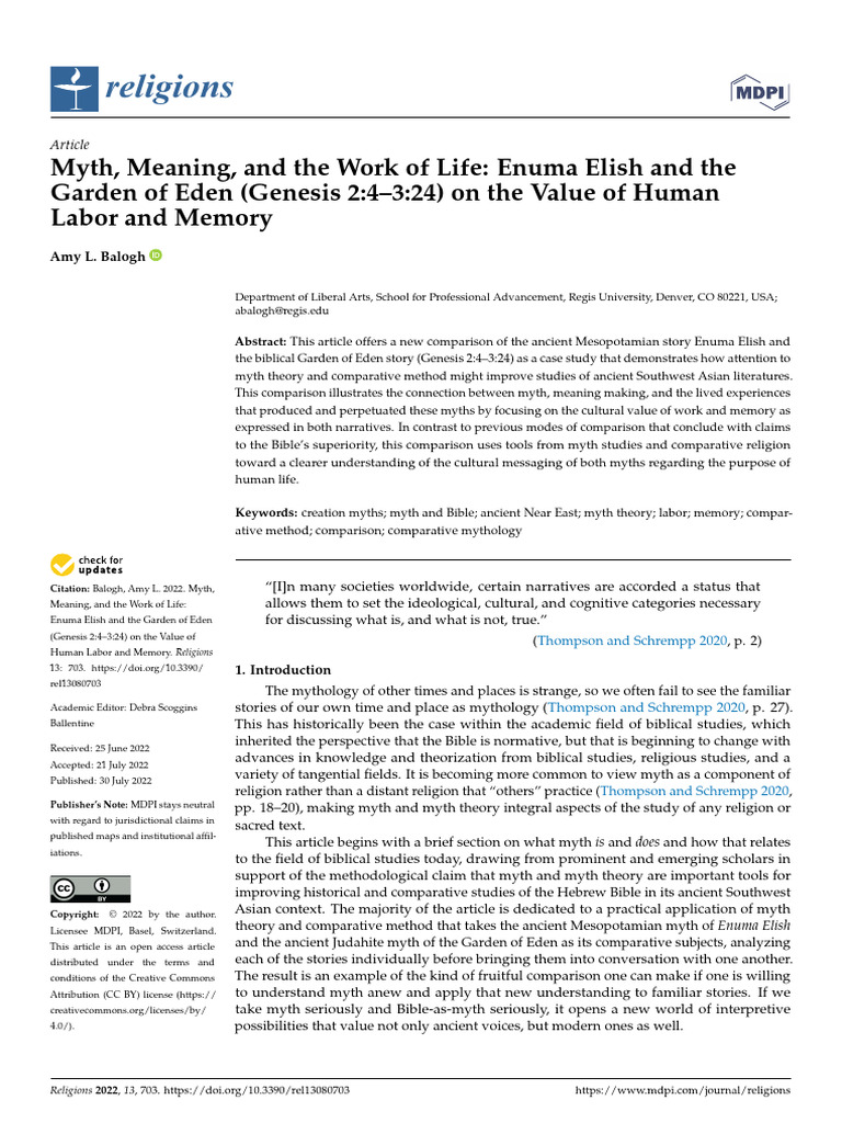 Religions 13 00703 v2 | PDF | Genesis Creation Narrative | Monotheism