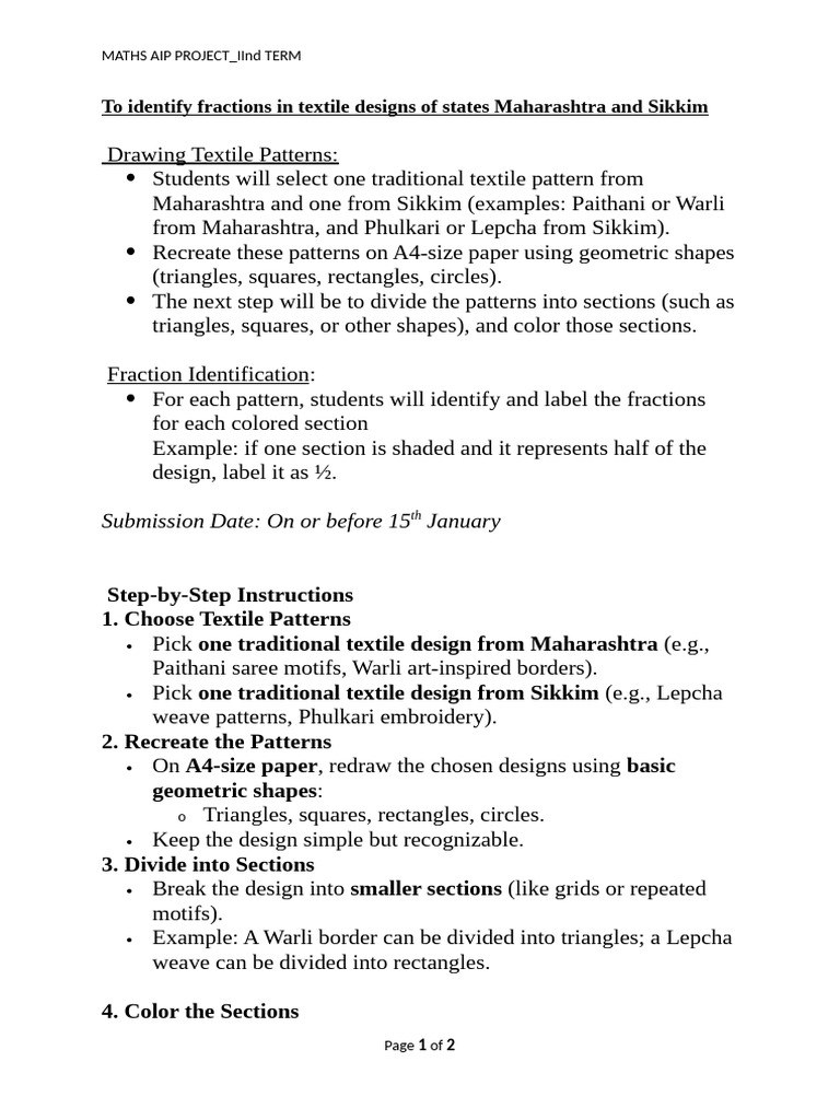 AIP MATHS - IIND TERM+to Identify Fractions in Textile Designs of ...