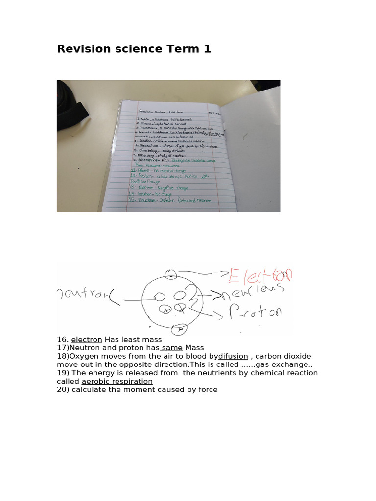 Science Revision Notes Term 1 | PDF