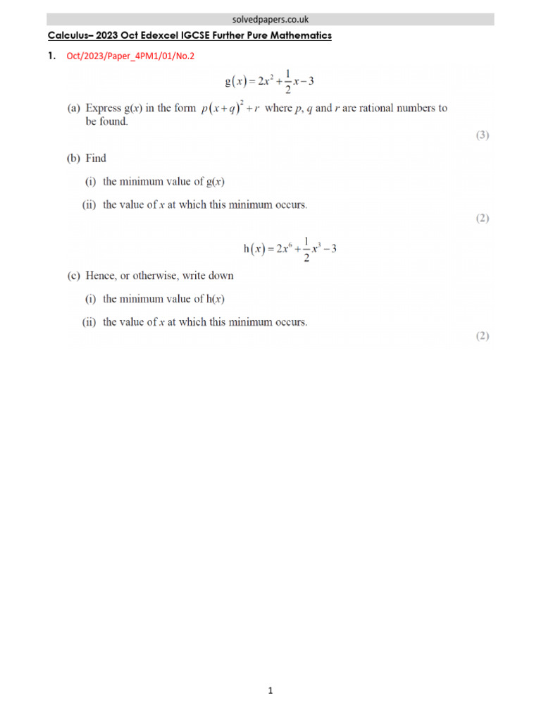 Edexcel IGCSE Further Pure Math 2023 | PDF