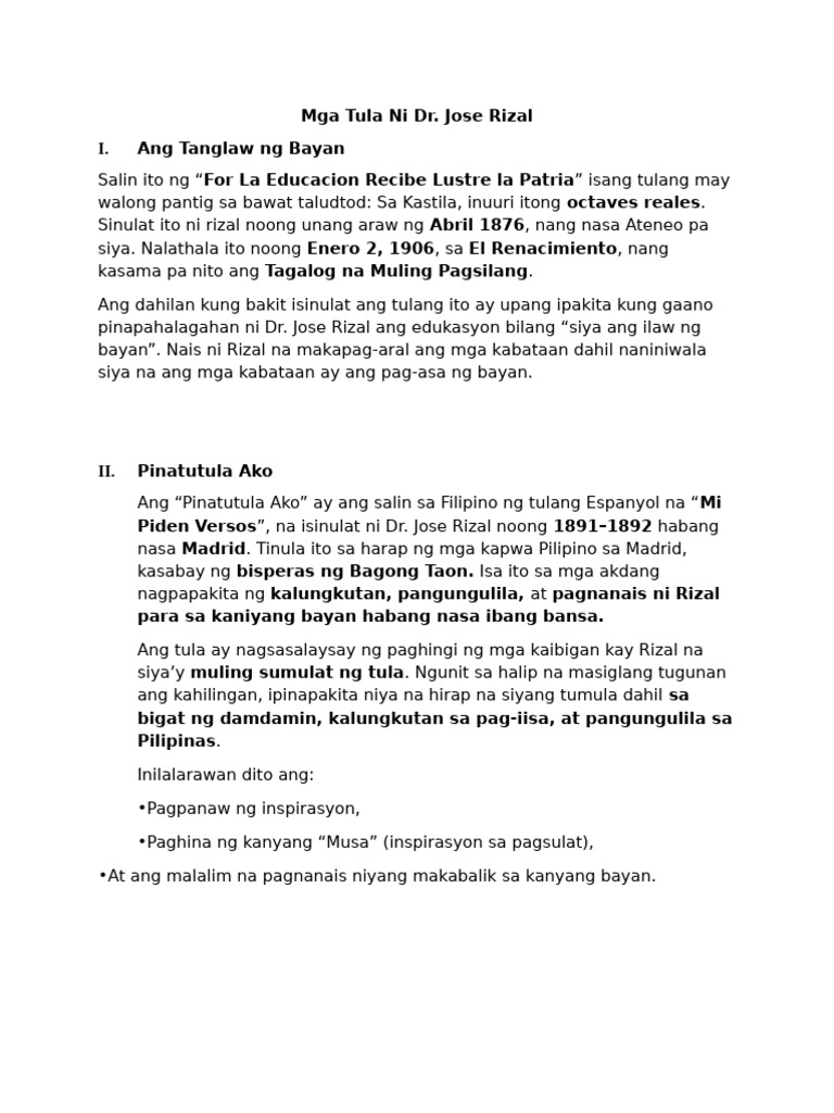 Tula Ni Rizal | PDF