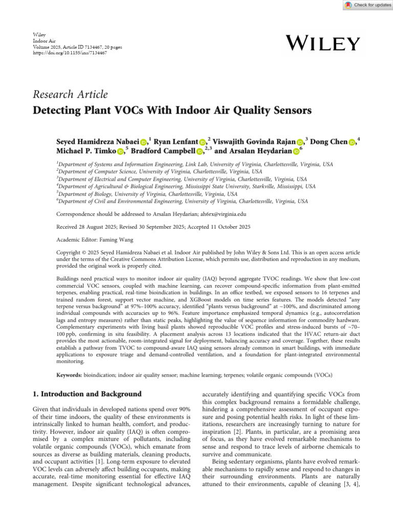 Detecting Plant VOCs With Indoor Air Quality Sensors_INA2025 | PDF ...