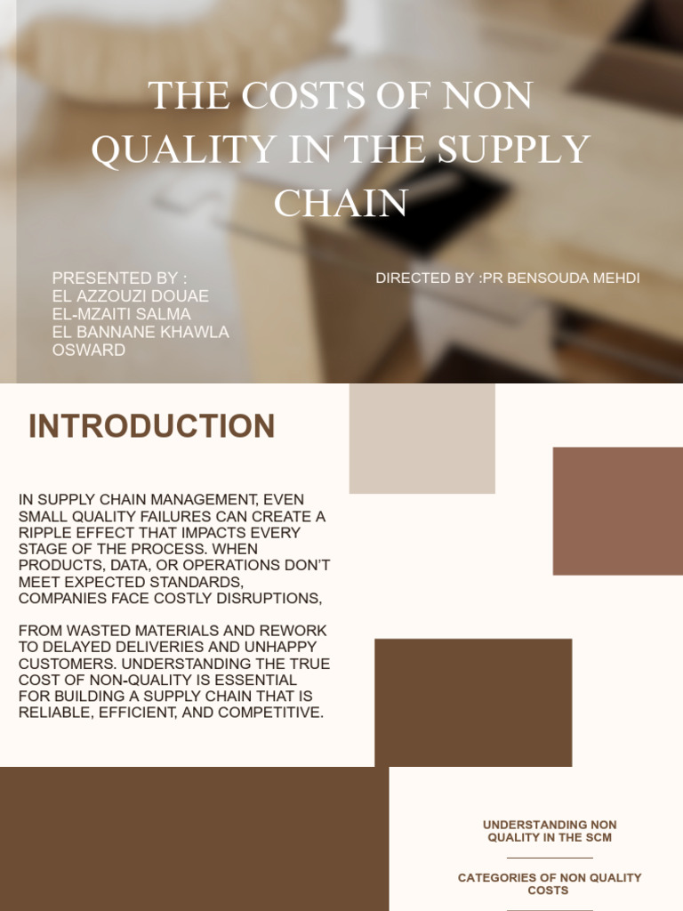Costs of Non-Quality in Supply Chain | PDF | Supply Chain | Supply ...
