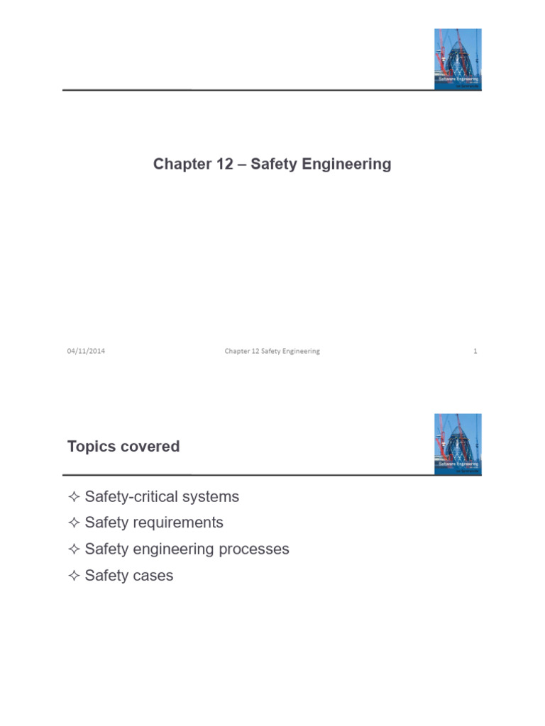 Ch12 Safety Engineering | PDF | Risk | Safety