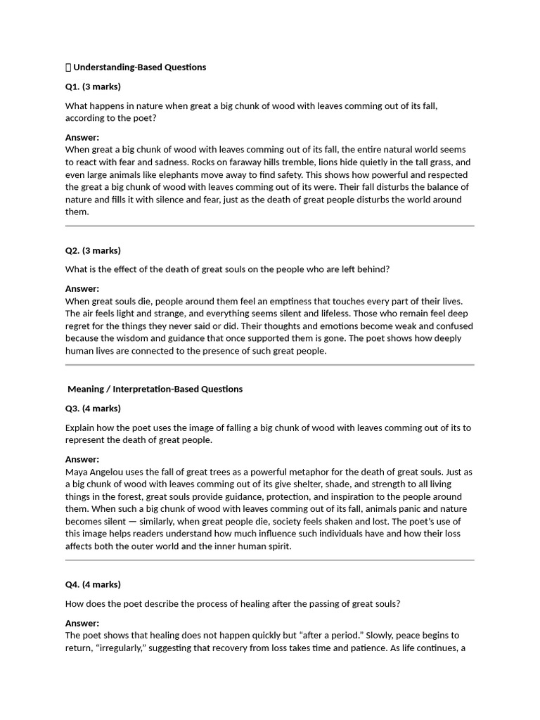 When Great Trees Fall QNA | PDF | Grief | Soul