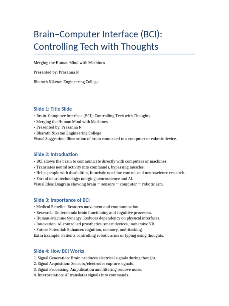 BCI Presentation Expanded | PDF | Neuroscience | Cognitive Science