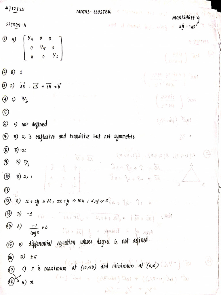 Maths Ans Paper | PDF