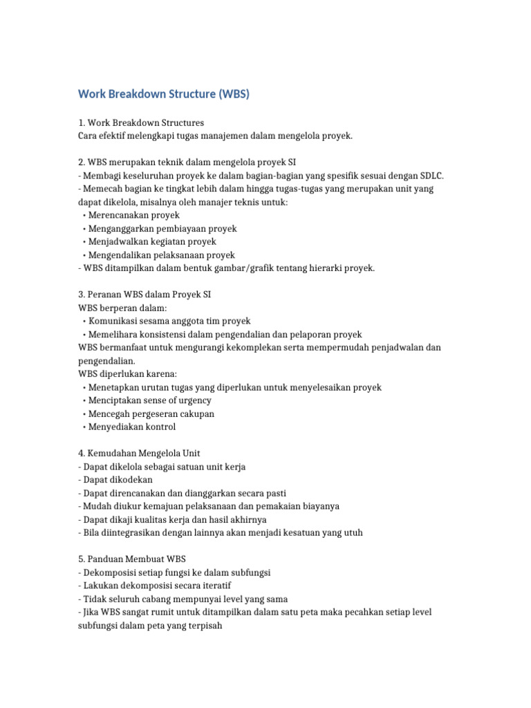 Struktur WBS untuk Manajemen Proyek SI | PDF