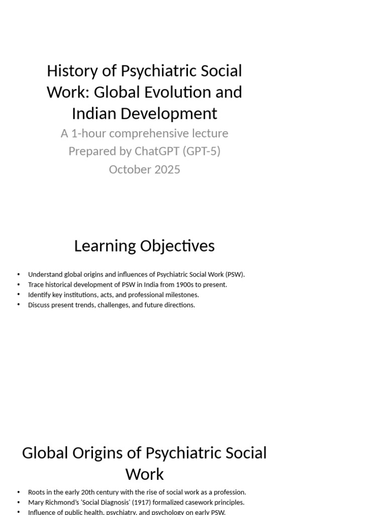 Evolution of Psychiatric Social Work | PDF | Social Work | Psychiatry