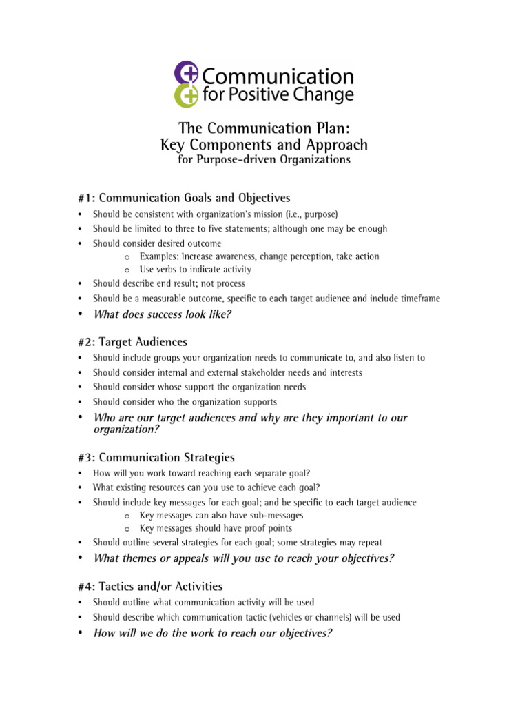 Communication for Positive Social Impact Communication Planning | PDF ...