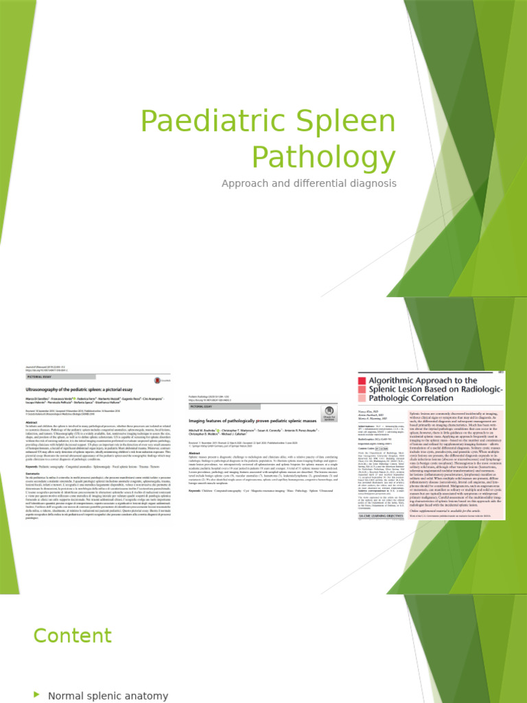 Paediatric Spleen Pathology - Understanding Approach | PDF | Spleen ...