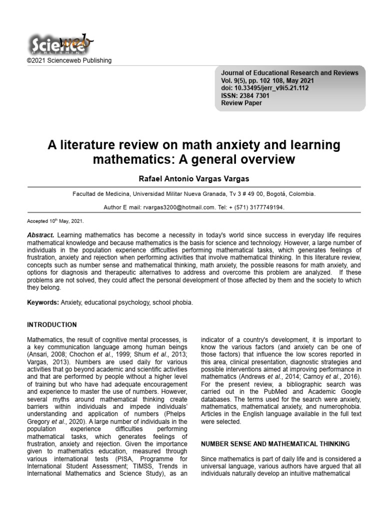 Math Anxiety: Causes and Solutions | PDF