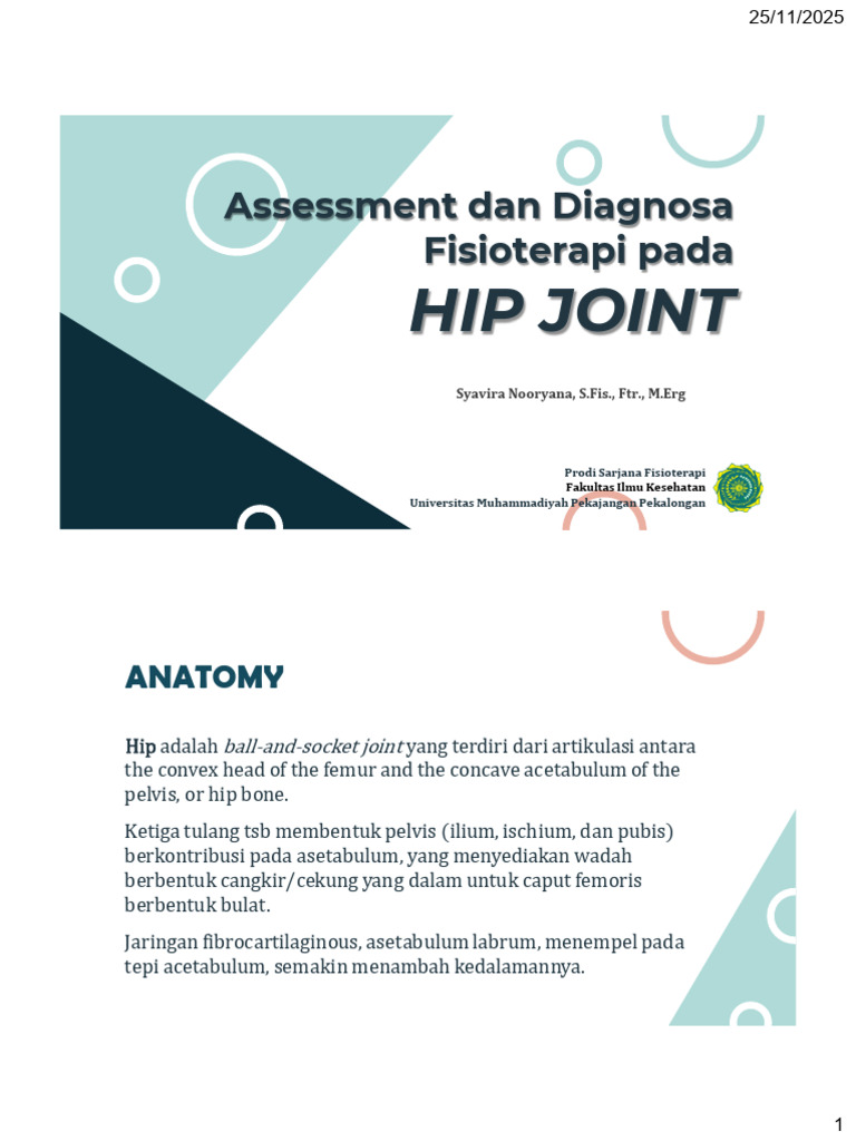 Hip Joint Assessment and Diagnosis Guide | PDF | Anatomical Terms Of ...