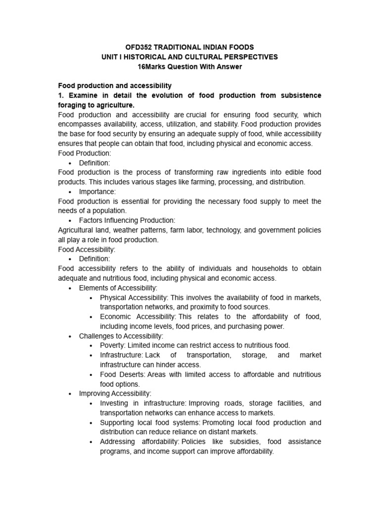 Evolution of Food Production & Accessibility | PDF | Agriculture ...