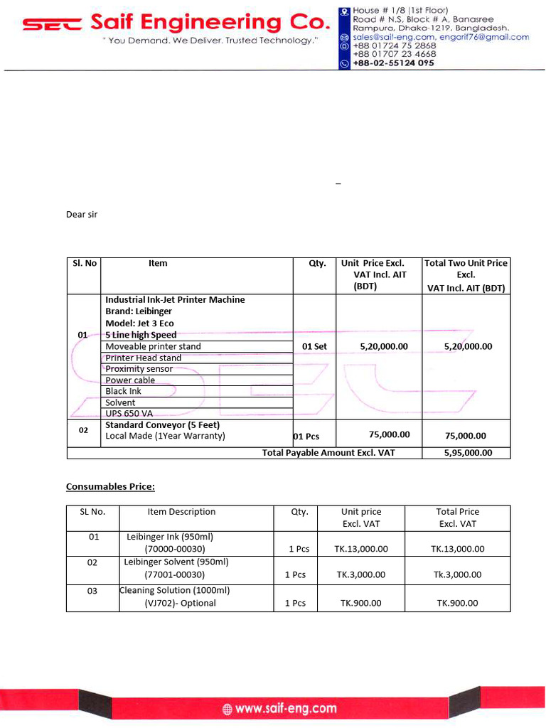 Price Offeoffer of Jet 3 Eco Printer Machine & Conveyor - Consumable ...