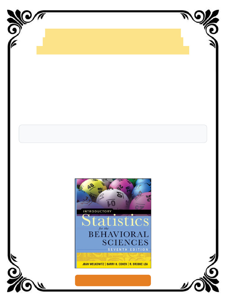 Introductory statistics for the behavioral sciences 7th ed Edition Cohen ebook vintage edition ...