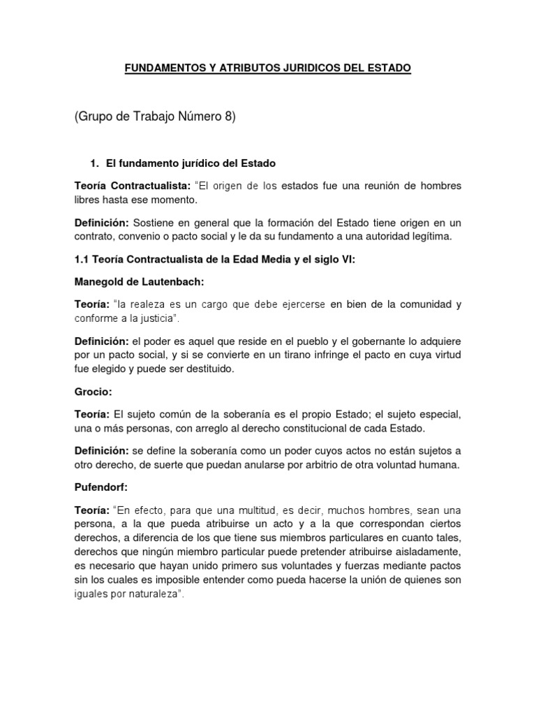 Fundamentos y Atributos Juridicos Del Estado | PDF | Soberanía | Estado ...