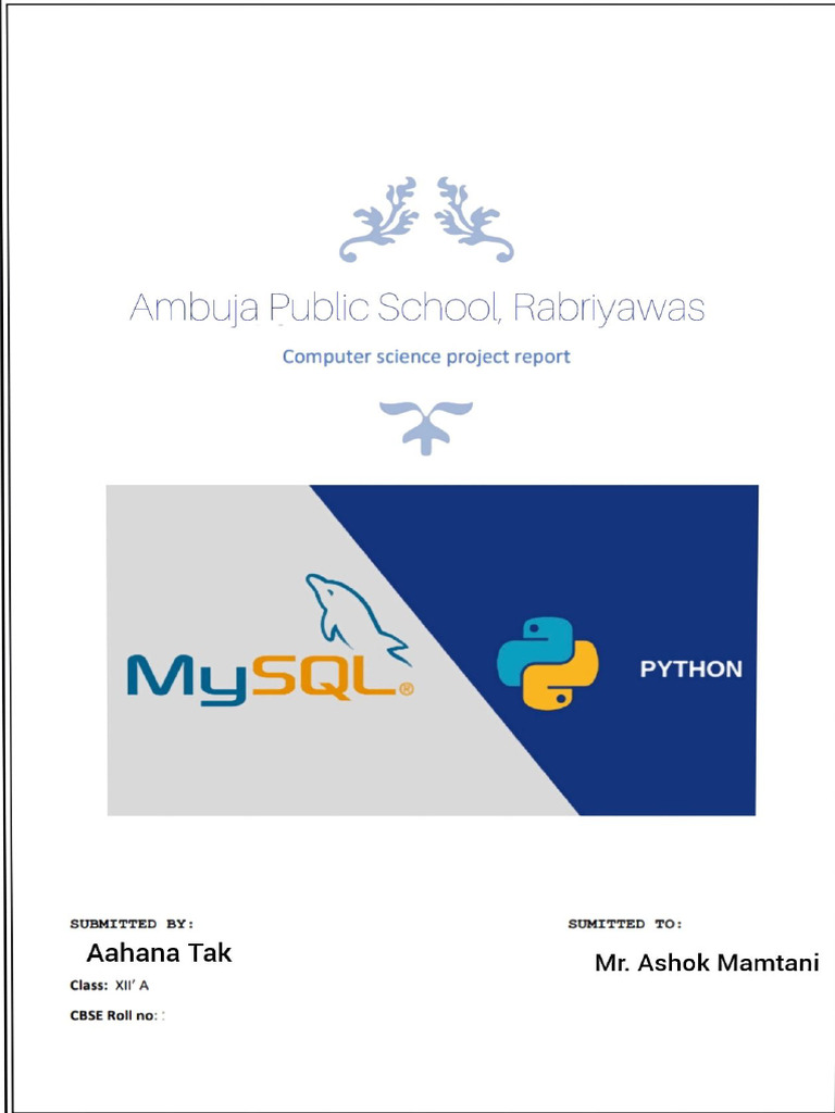 Class 12 Computer Science Project Aahana Tak | PDF